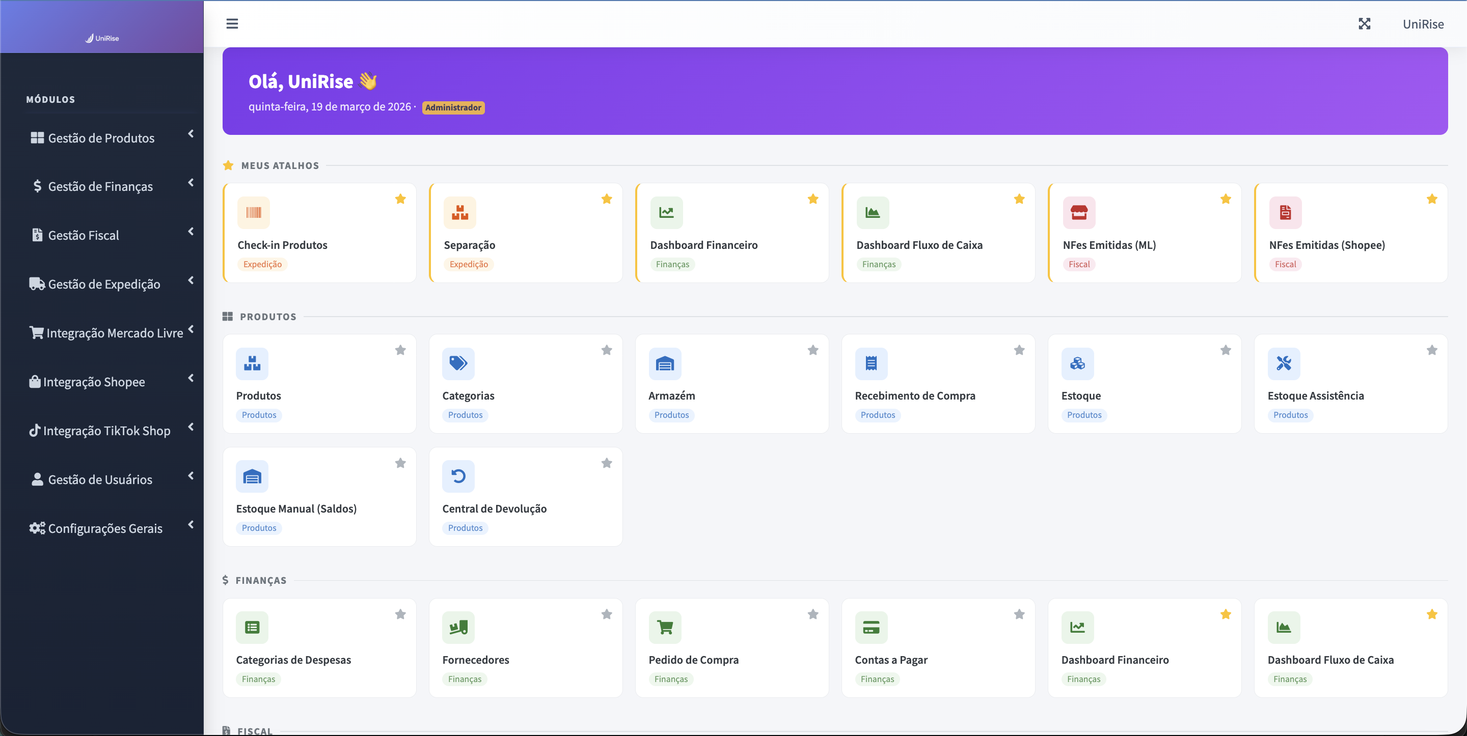 UniRise | Plataforma de operação para e-commerce multicanal